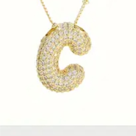 Shaye Jewelry | Jewelry | Gold Bubble Initial C Pendant Necklace Cz ...